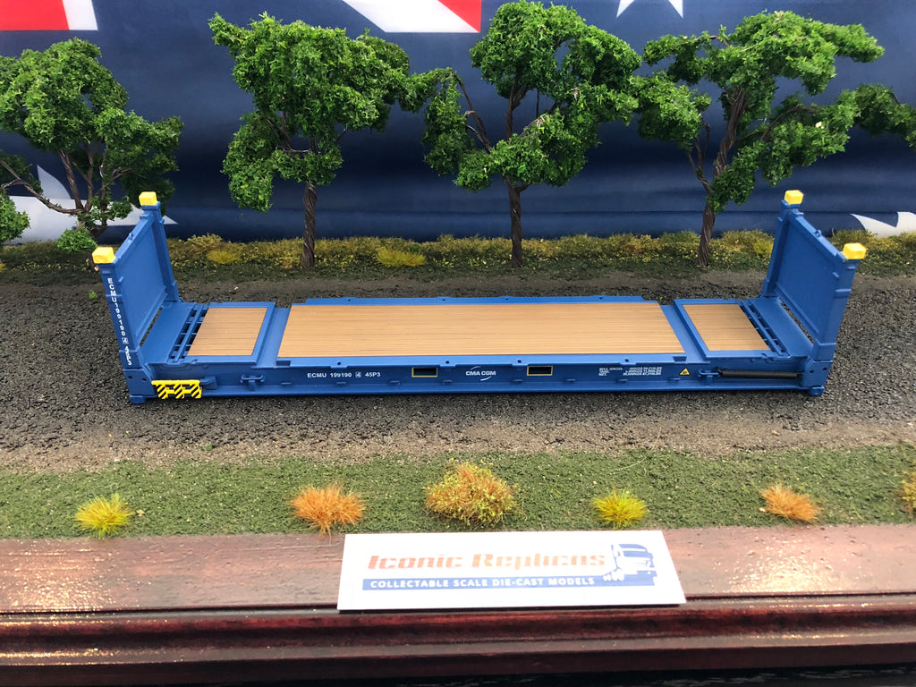 CMACGM 40' 9'6 Flat Rack. 1/50 scale diecast model. | iconicreplicas